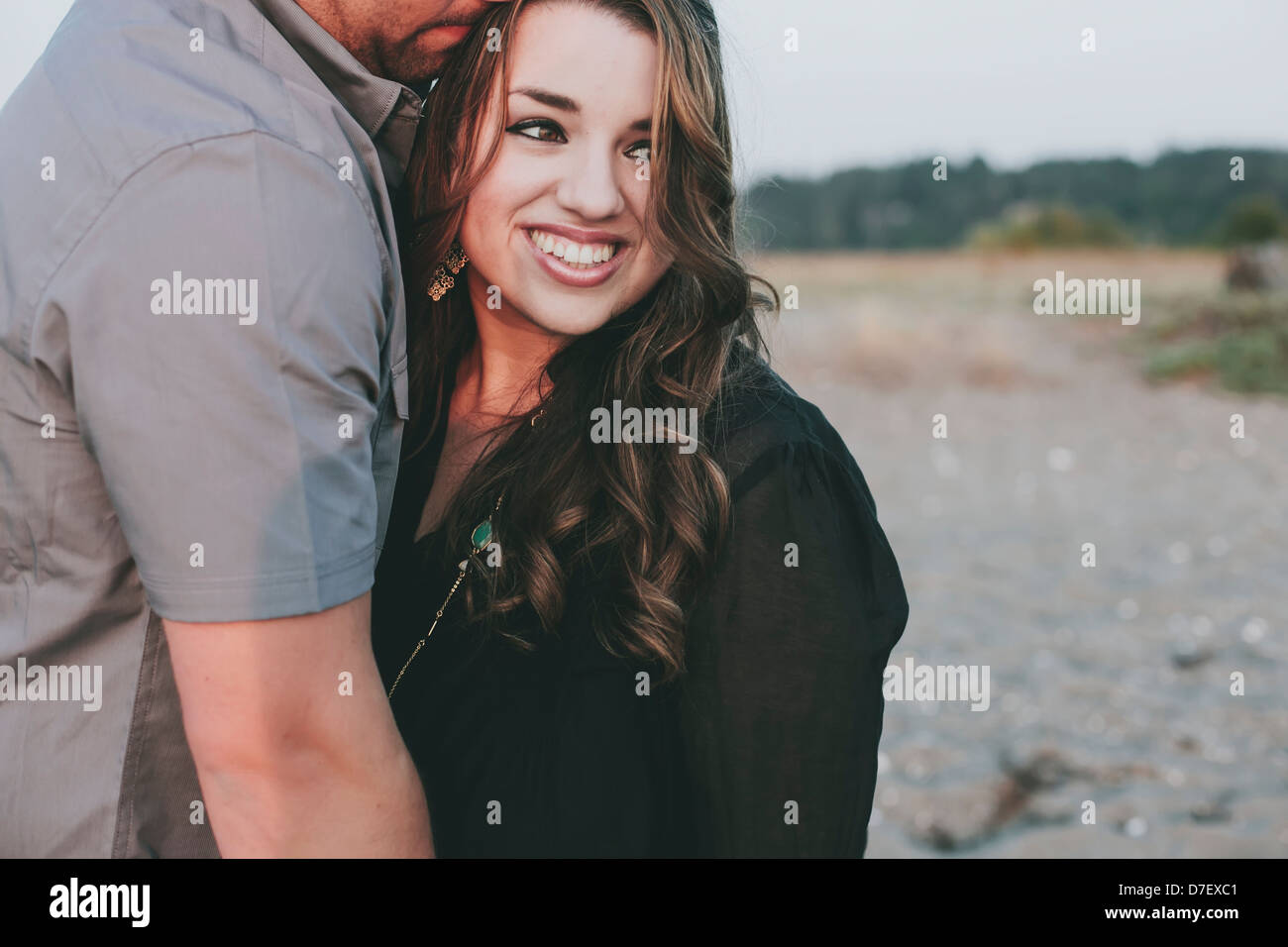 Portrait of a couple on a beach;White rock british columbia canada ...