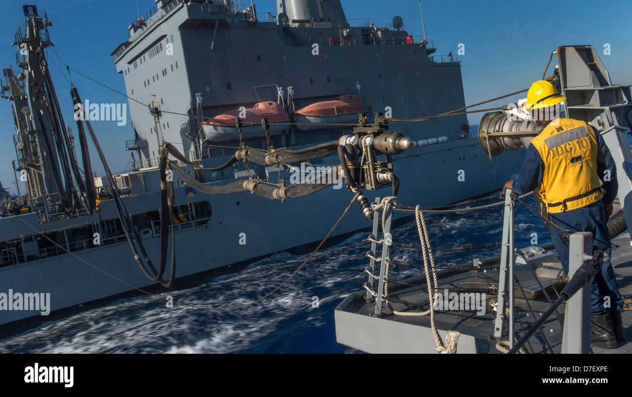 USS Mahan conducts a replenishment with USNS Kanawha Stock Photo - Alamy