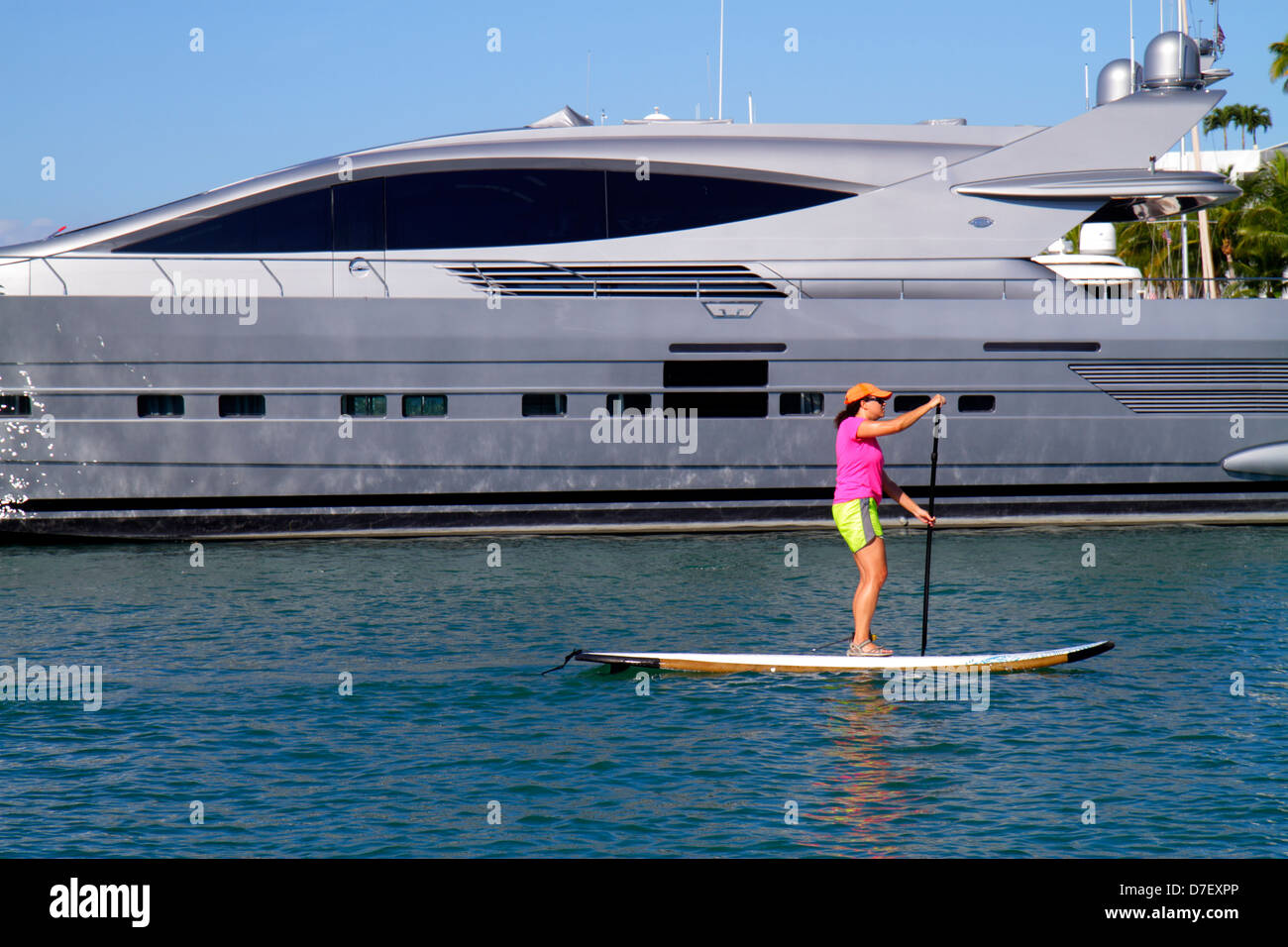 Miami Beach Florida,Biscayne Bay water,marina,boats,super,mega,yacht ...