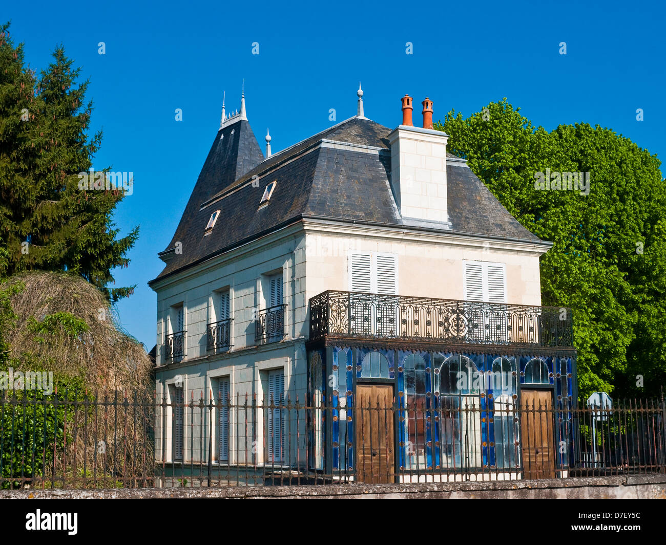 Stylish traditional French house with glazed verandah - France Stock ...