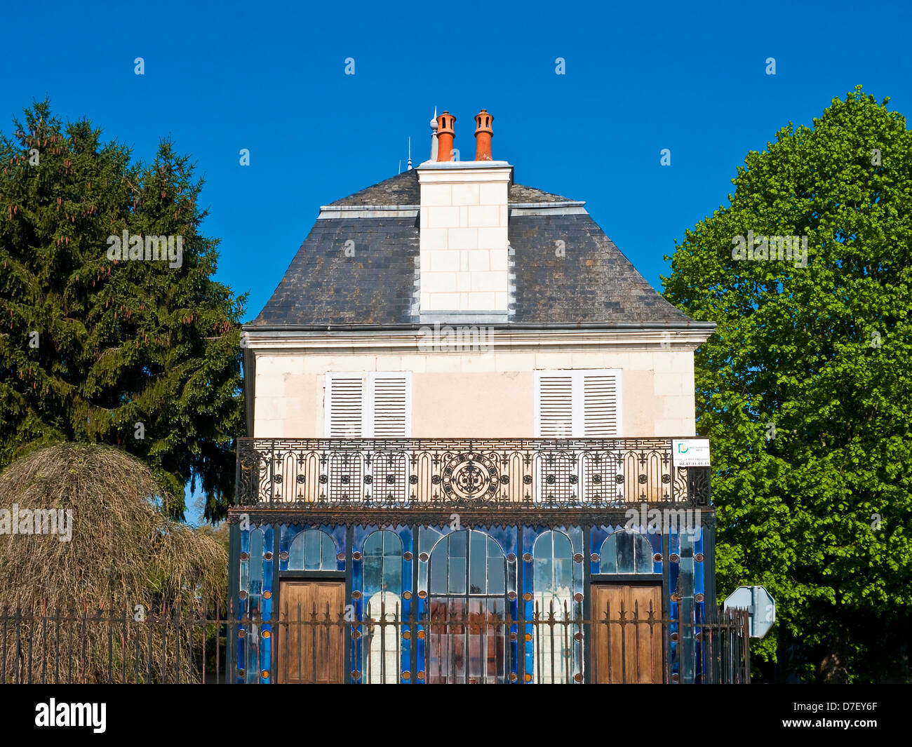 Stylish traditional French house with glazed verandah - France Stock ...
