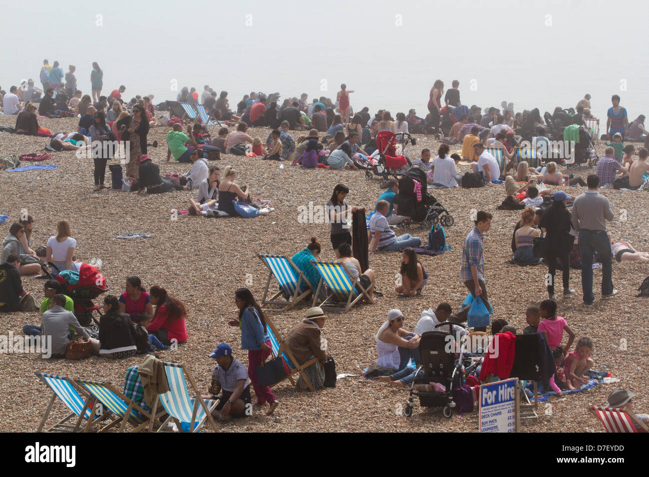 Brighton UK. 6th May, 2013. Beaches are covered in sea fog before large ...