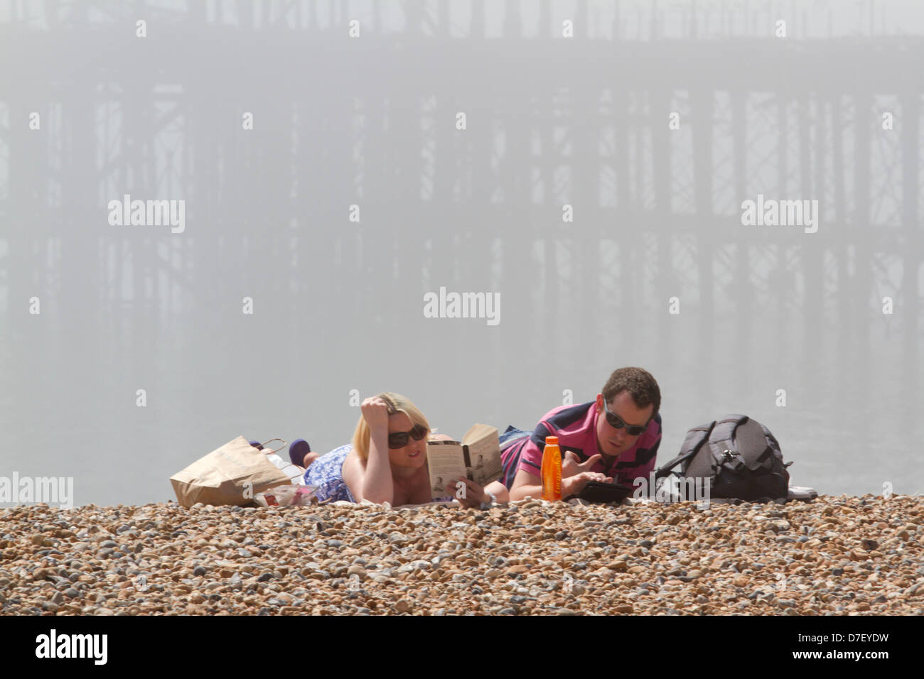 People Enjoy The Hot Weather On Brighton Beach High Resolution Stock ...