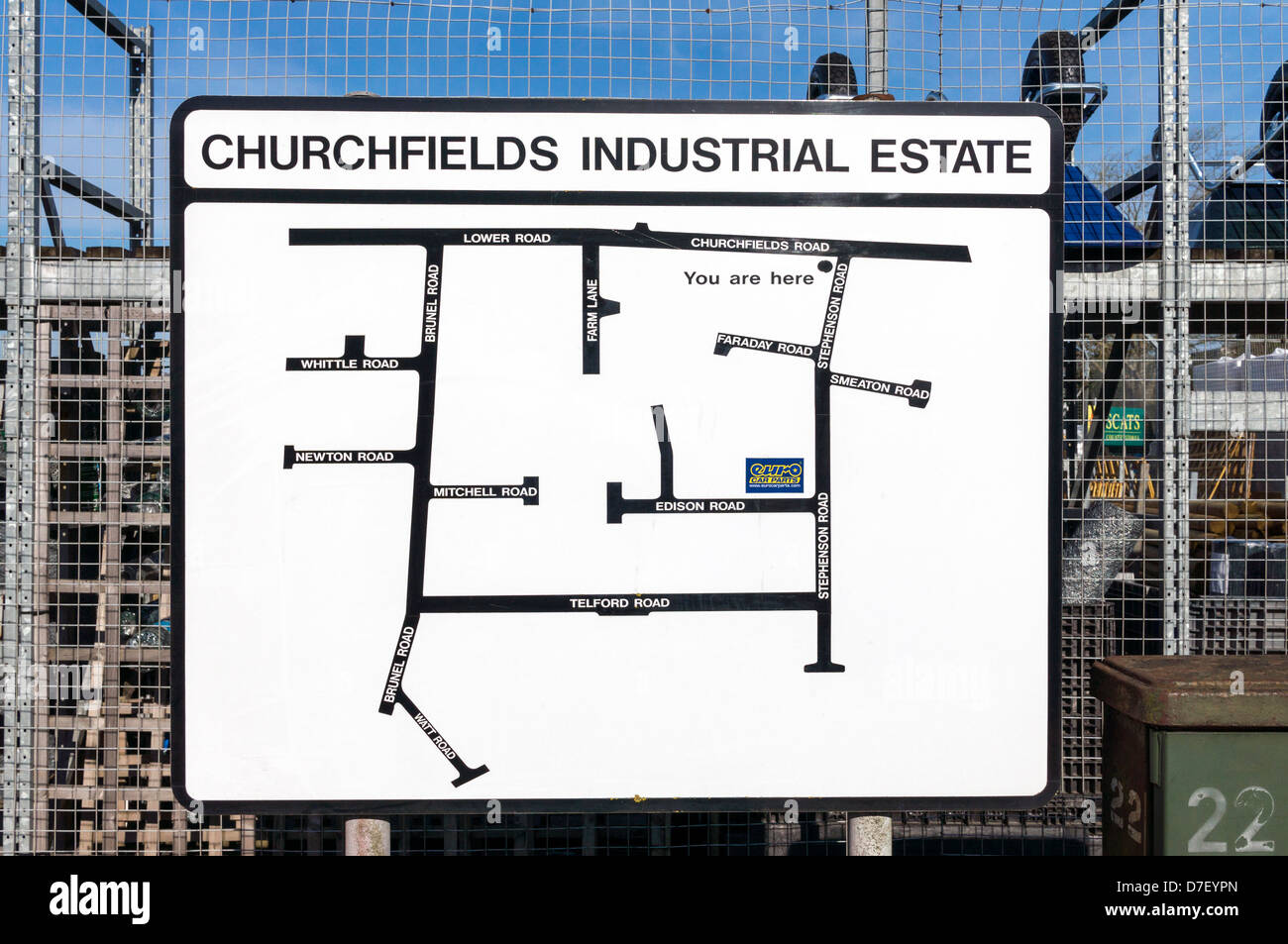 Road map of a UK industrial estate in which all the roads are named ...