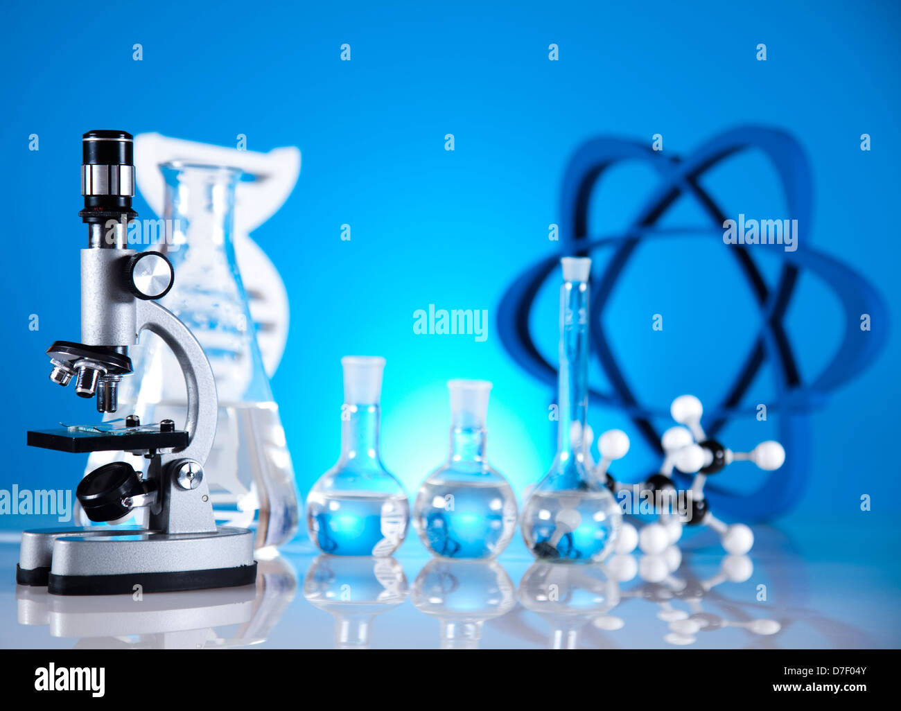 DNA molecules, atom, Laboratory glassware Stock Photo - Alamy