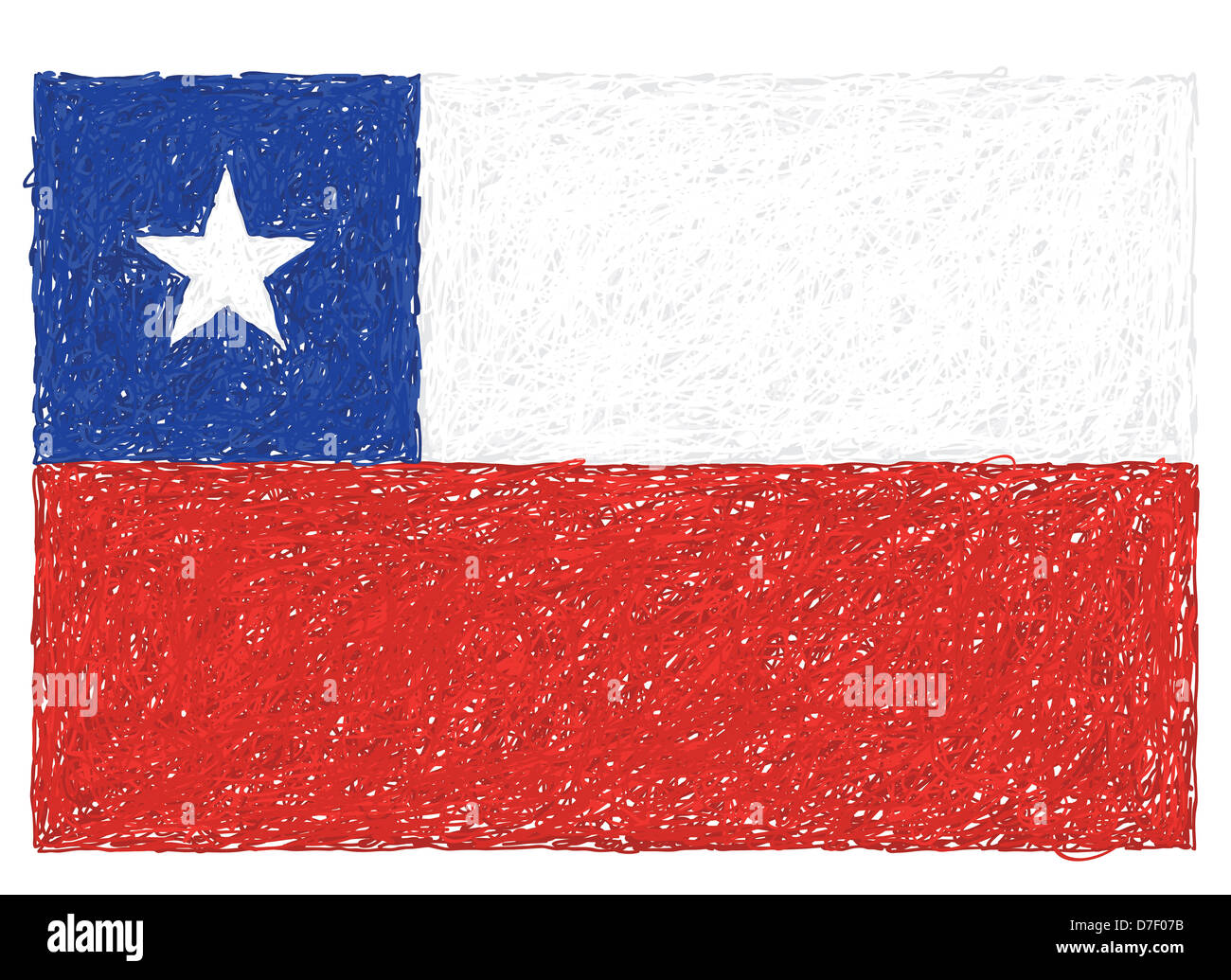 hand drawn illustration of flag of Chile Stock Photo - Alamy