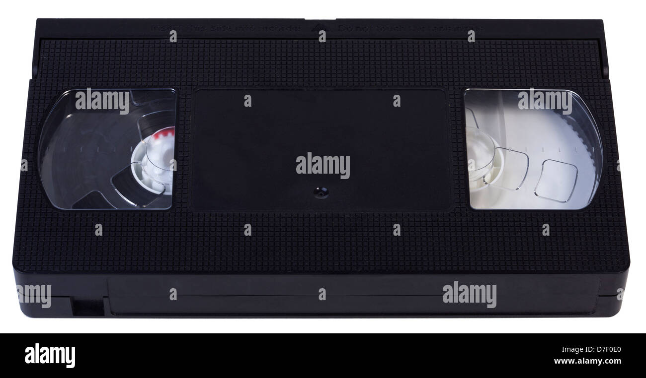 A blank black VHS videotape isolated on white background. Clipping path ...