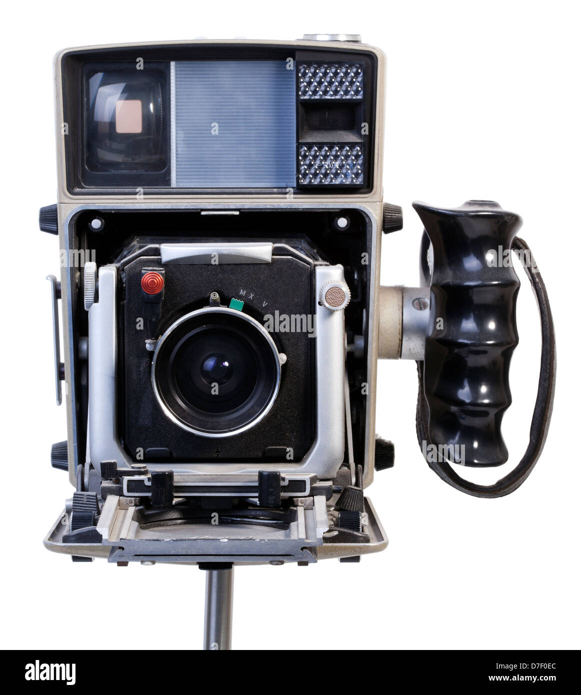 Old fashioned dusty vintage camera isolated on white background ...