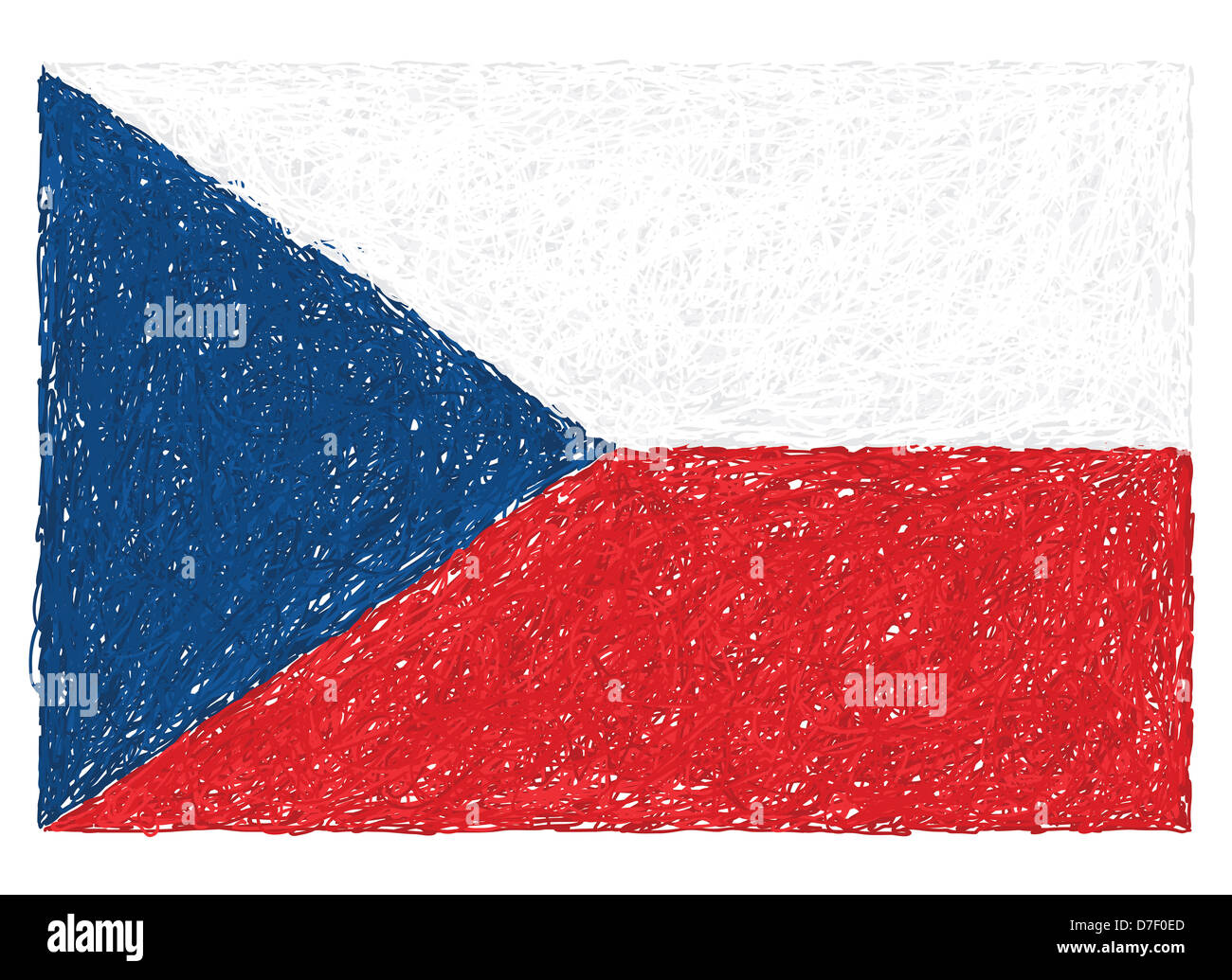hand drawn illustration of flag of Czech republic Stock Photo - Alamy
