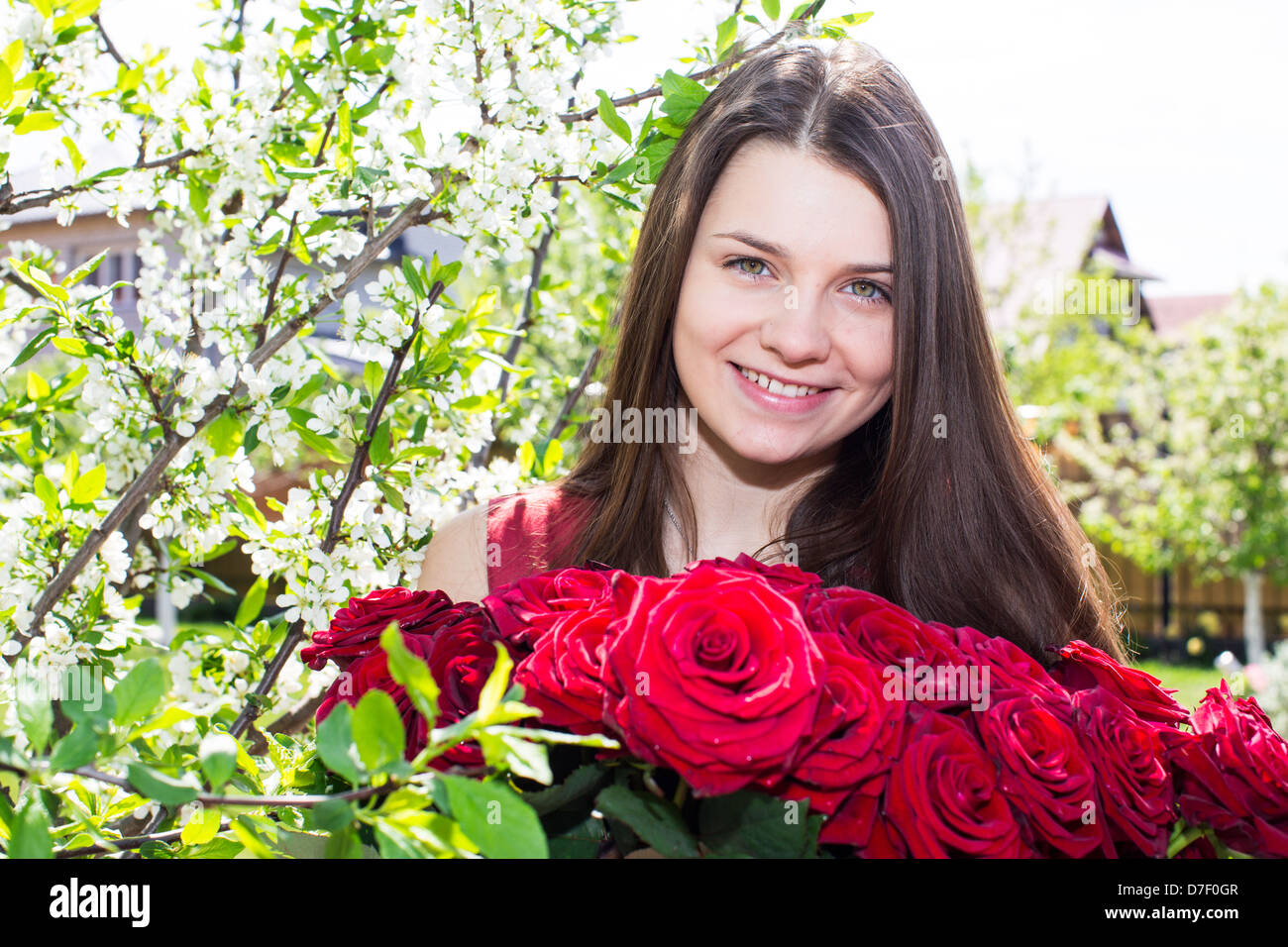 beautiful girl with roses Stock Photo - Alamy
