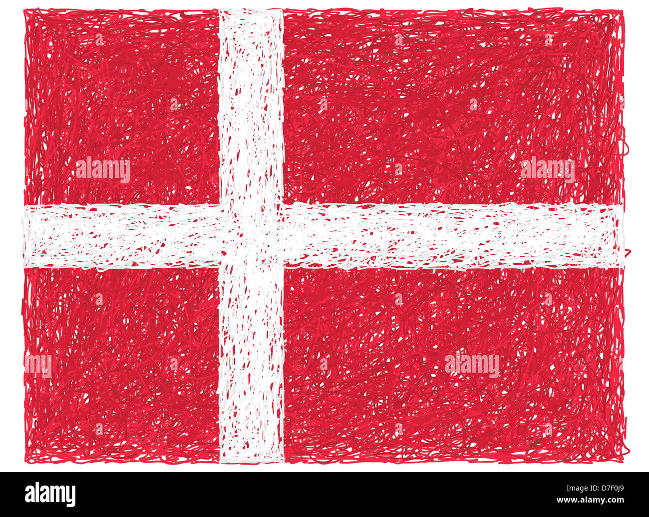 hand drawn illustration of flag of Denmark Stock Photo - Alamy