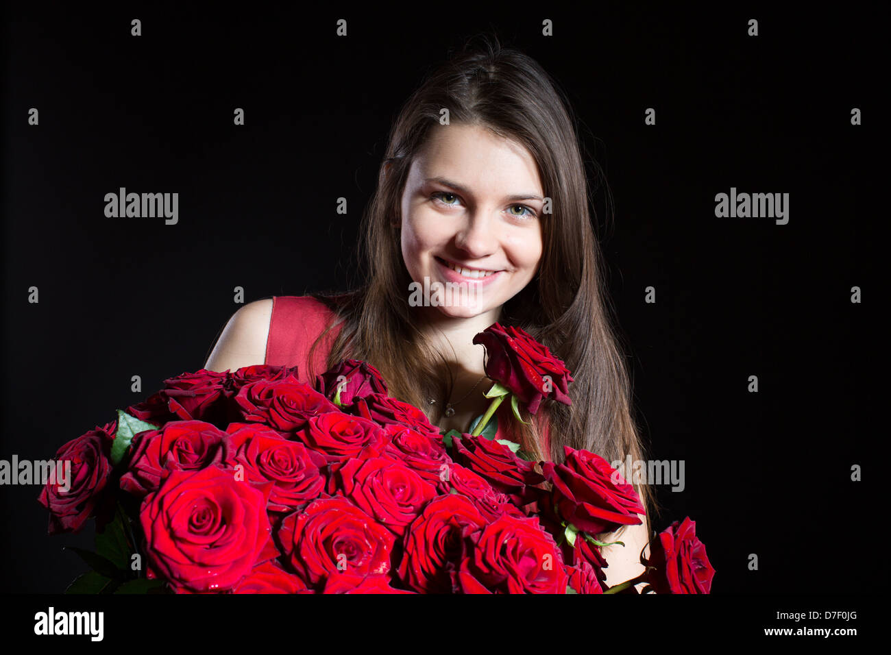 beautiful girl with roses Stock Photo - Alamy