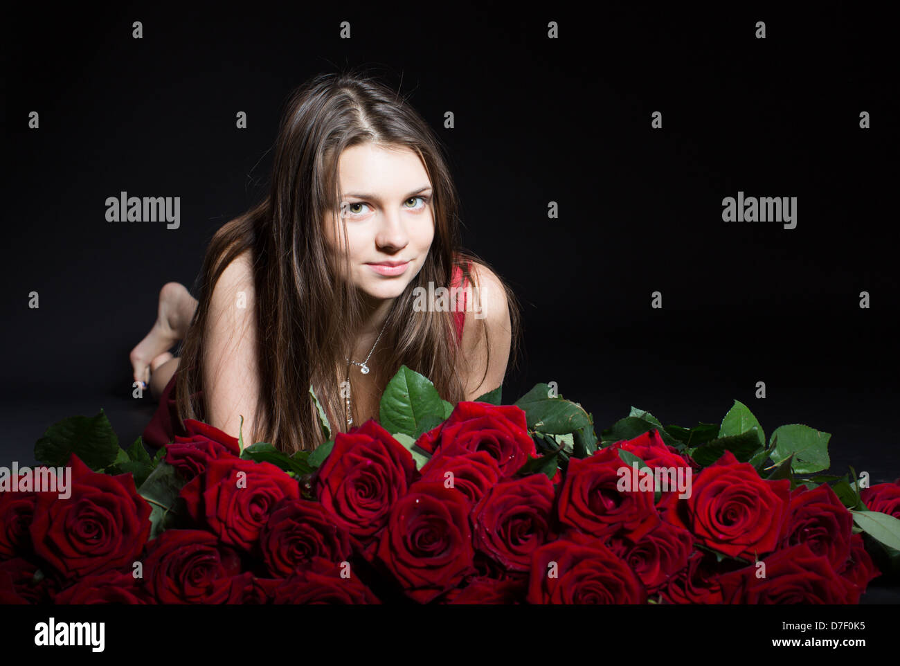 beautiful girl with roses Stock Photo - Alamy