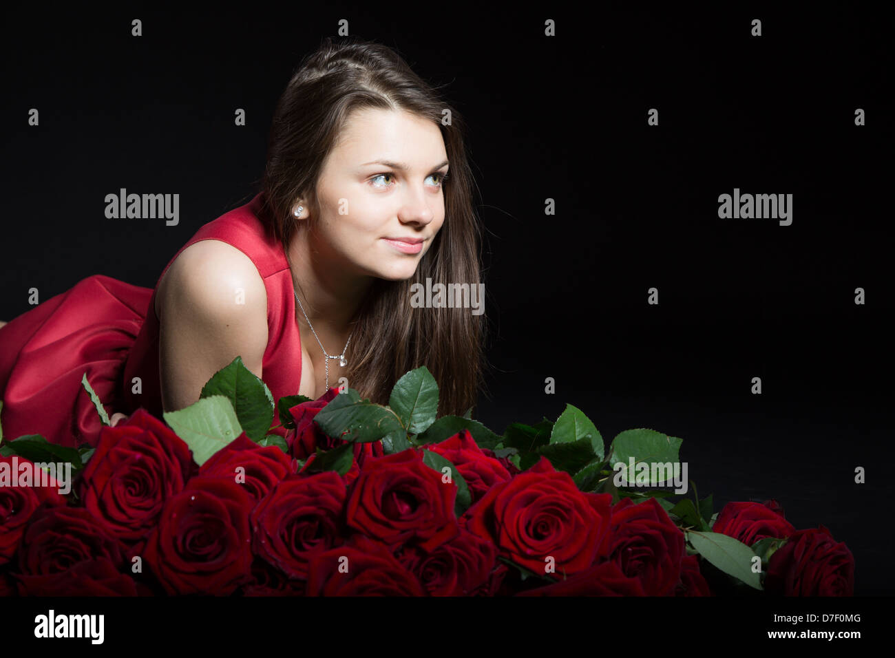 beautiful girl with roses Stock Photo - Alamy