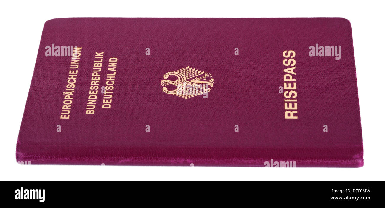 A German passport Isolated on white background Stock Photo - Alamy