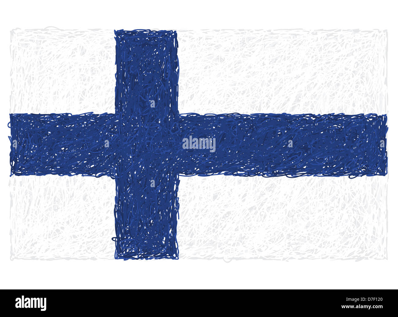 hand drawn illustration of flag of Finland Stock Photo - Alamy