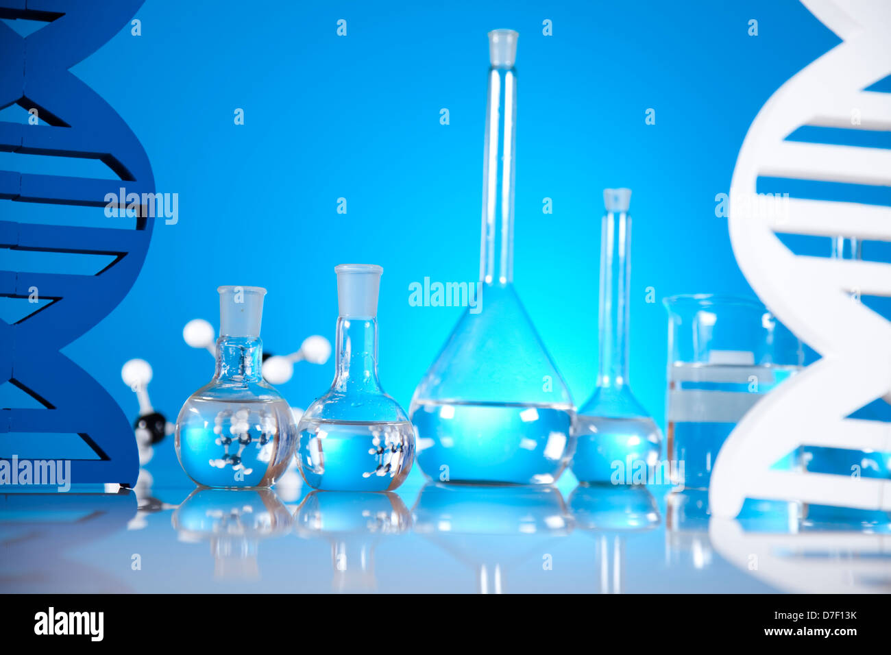 DNA molecules, Laboratory glassware Stock Photo - Alamy