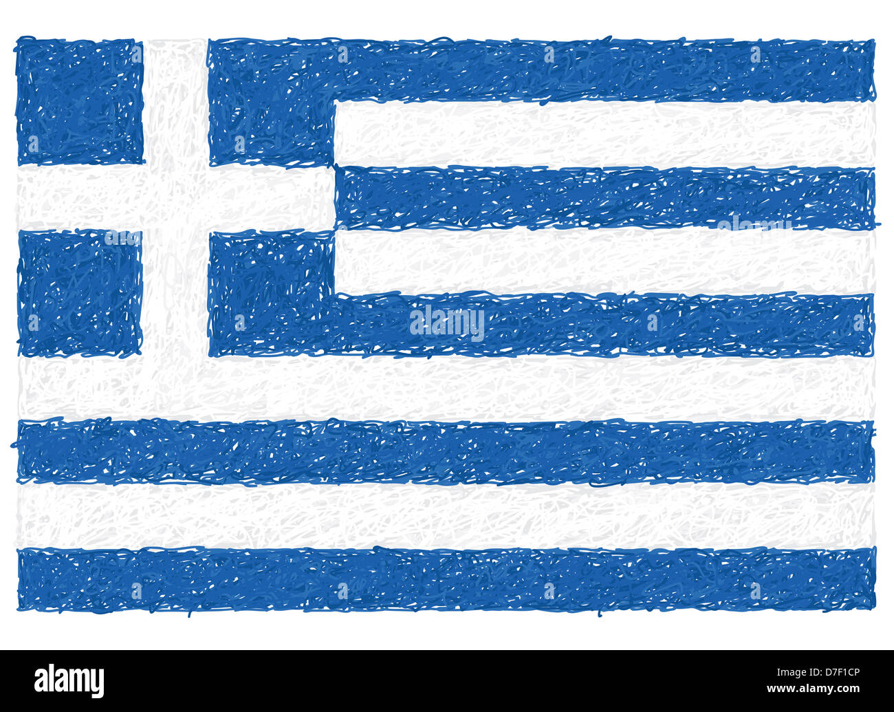 hand drawn illustration of flag of Greece Stock Photo - Alamy