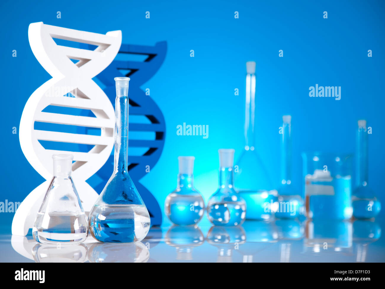 DNA molecules, Laboratory glassware Stock Photo - Alamy