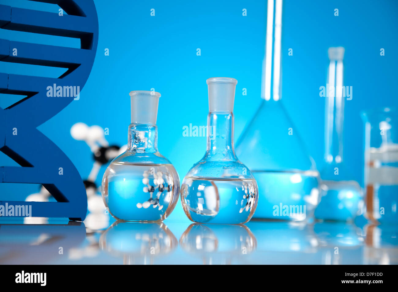 DNA molecules, Laboratory glassware Stock Photo - Alamy
