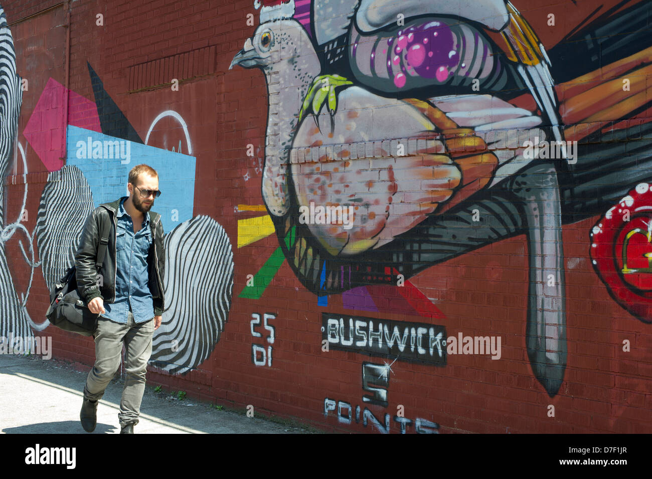 Murals grace the walls in the so-called "Five Points of Bushwick" in ...