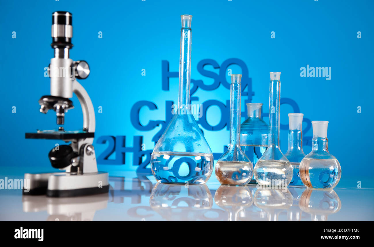 Laboratory glass, Chemistry science formula Stock Photo - Alamy