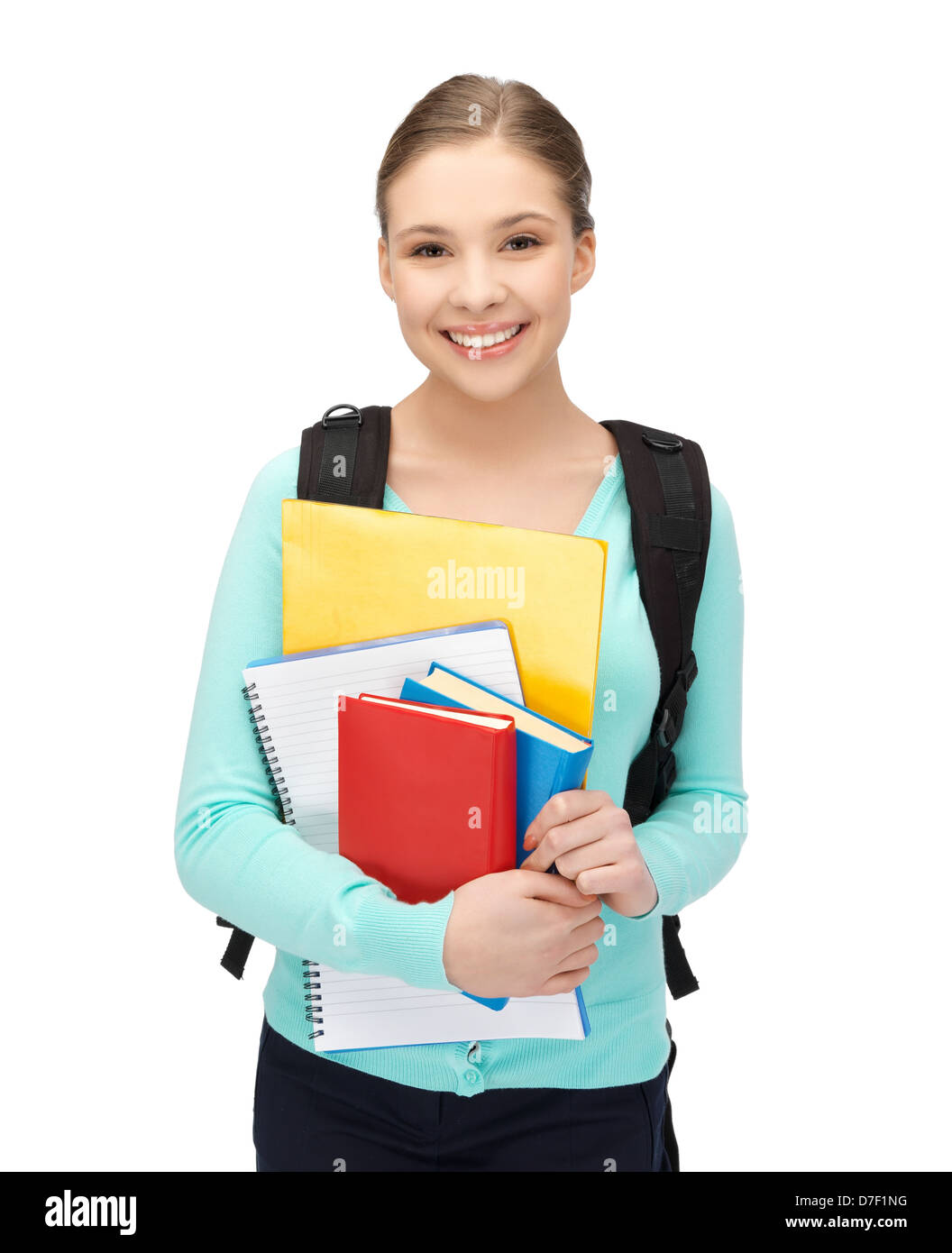 student with books and schoolbag Stock Photo - Alamy