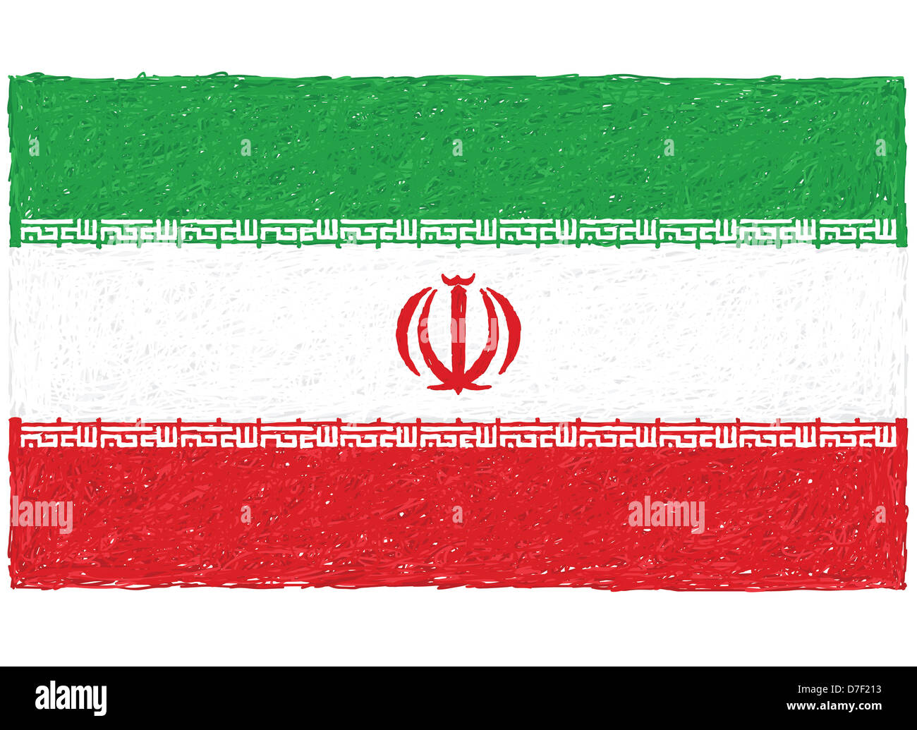 hand drawn illustration of flag of Iran Stock Photo - Alamy