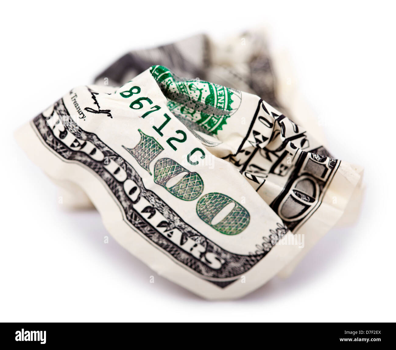 A 100 US$ money note isolated on white background, very shallow depth ...