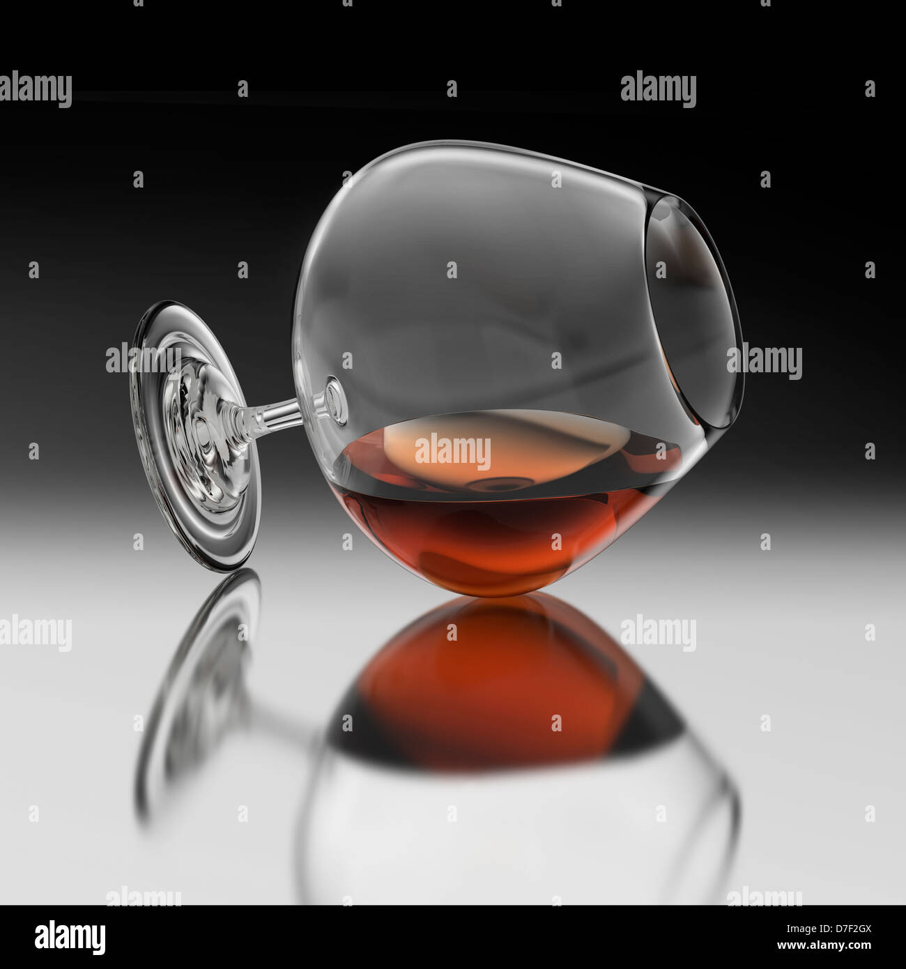 Brandy snifter or balloon with reflection on dark background Stock ...