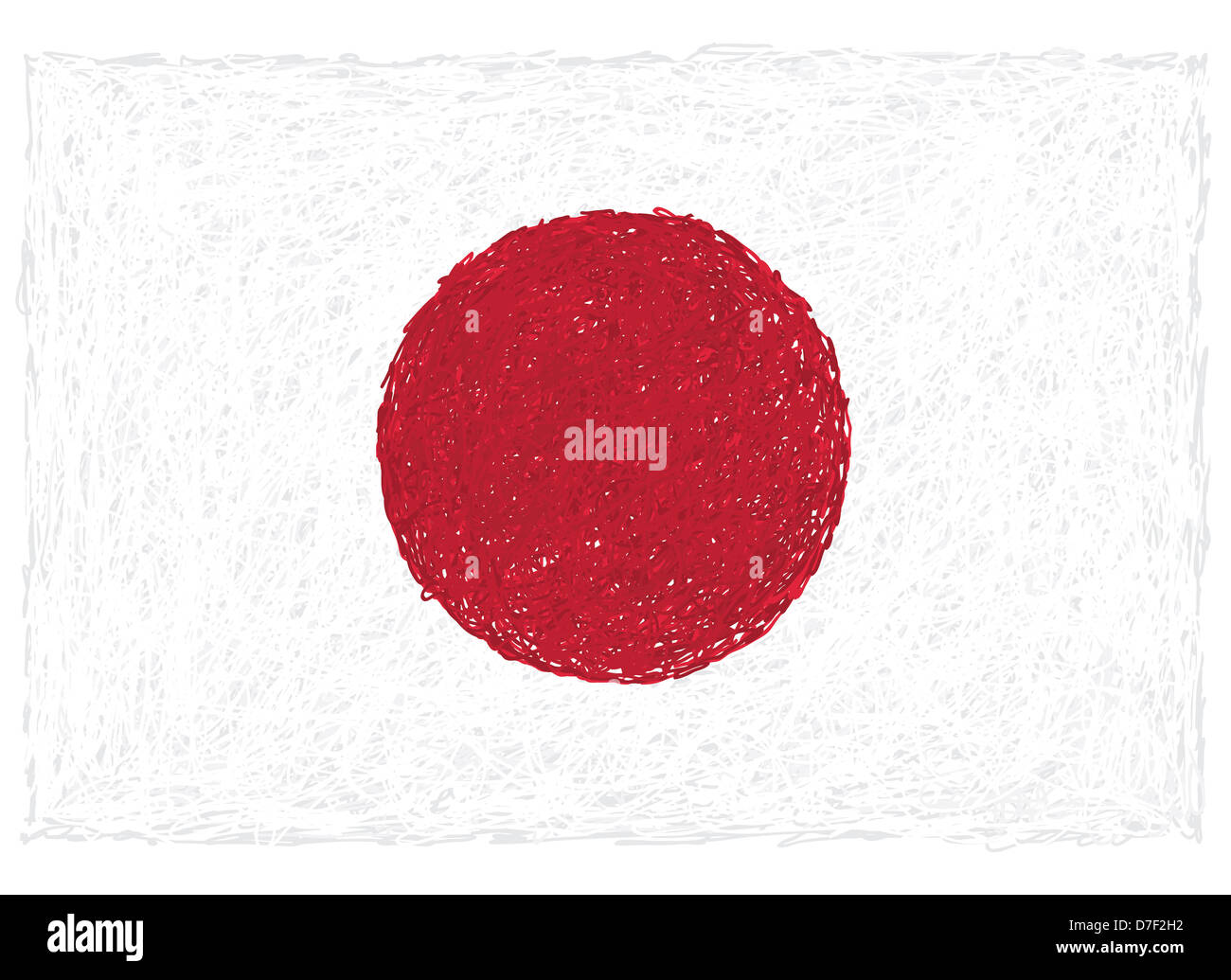 hand drawn illustration of flag of Japan in white background Stock ...