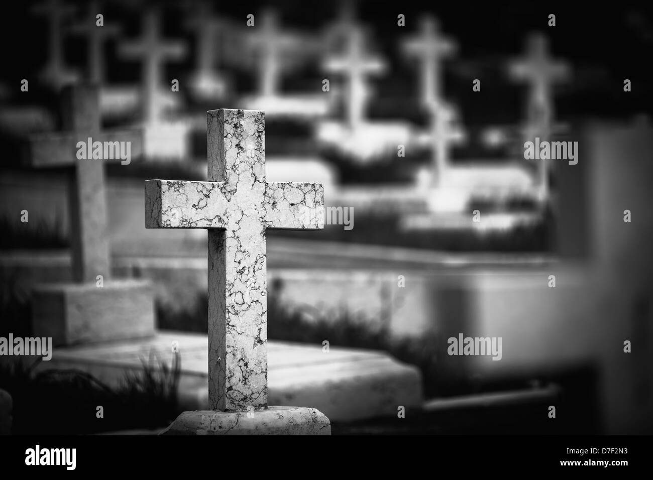 A cross tombstone in a cemetery;Jerusalem israel Stock Photo - Alamy