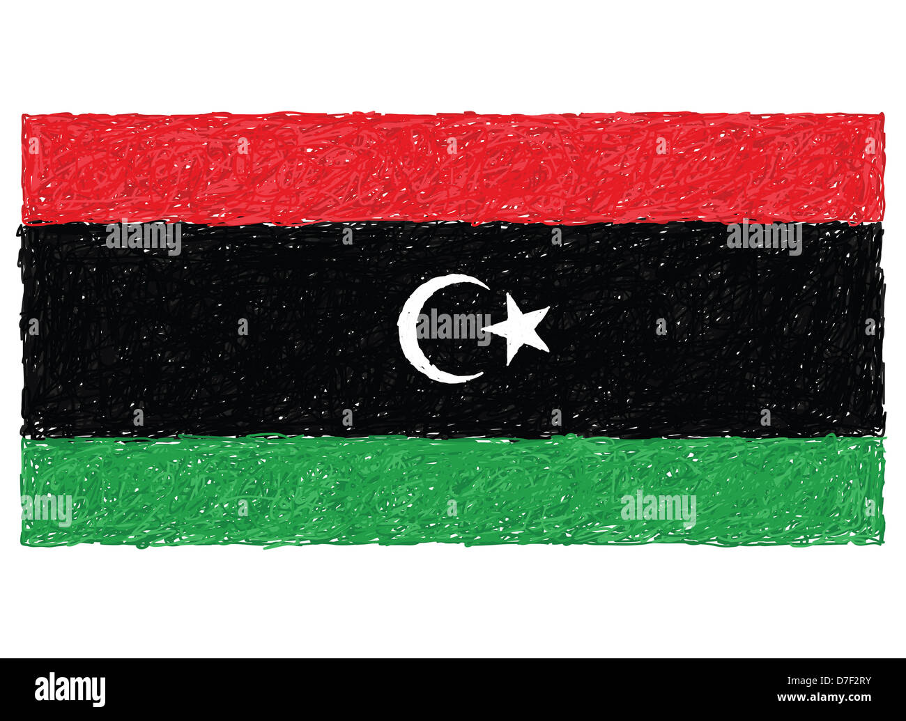 hand drawn illustration of flag of libya Stock Photo - Alamy