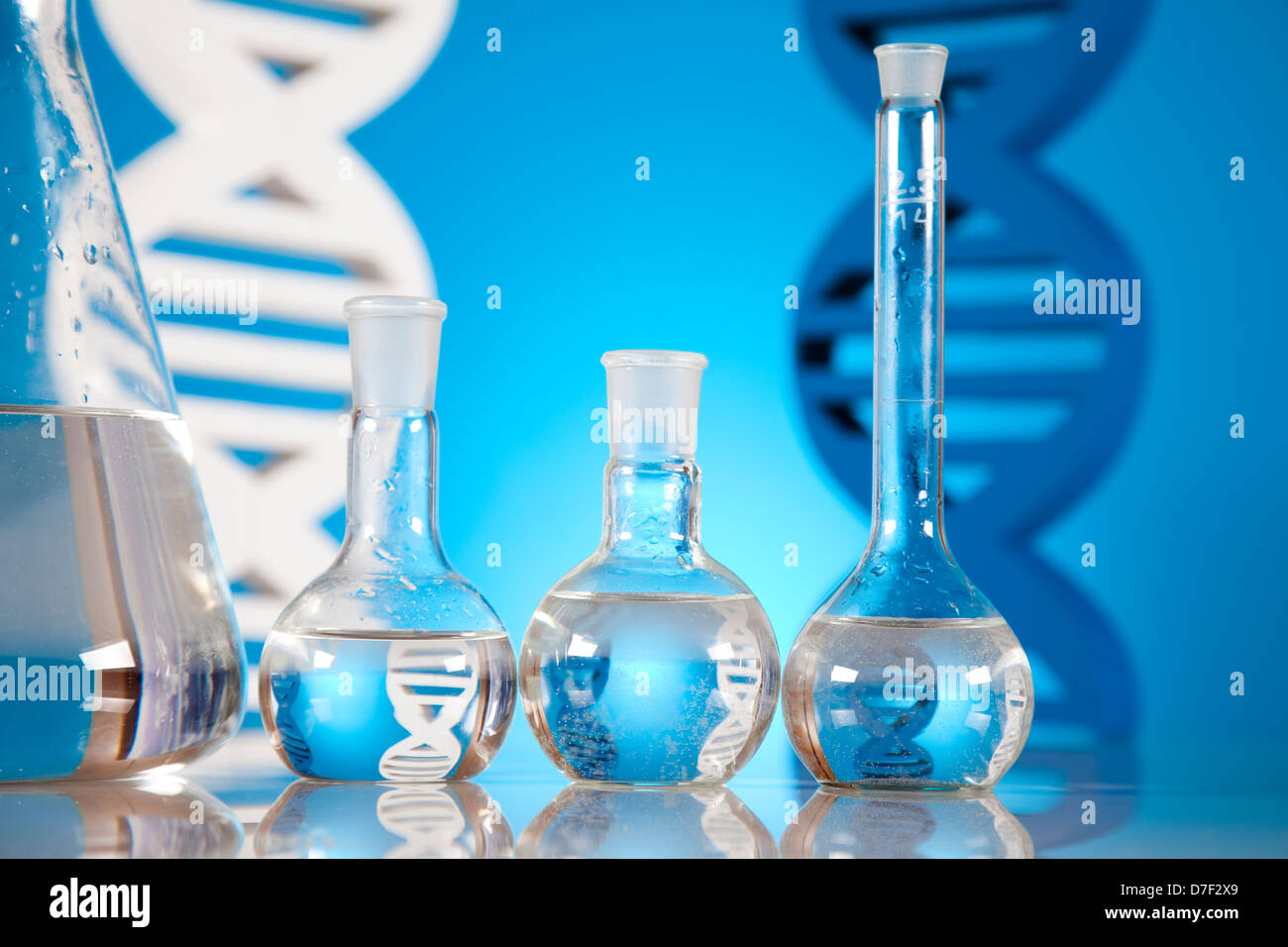 DNA molecules, Laboratory glassware Stock Photo - Alamy