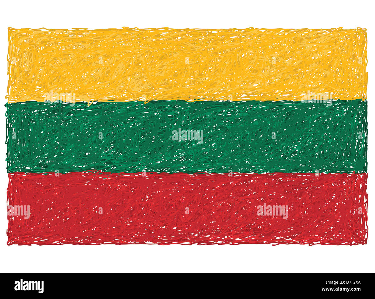 hand drawn illustration of flag of Lithuania Stock Photo - Alamy