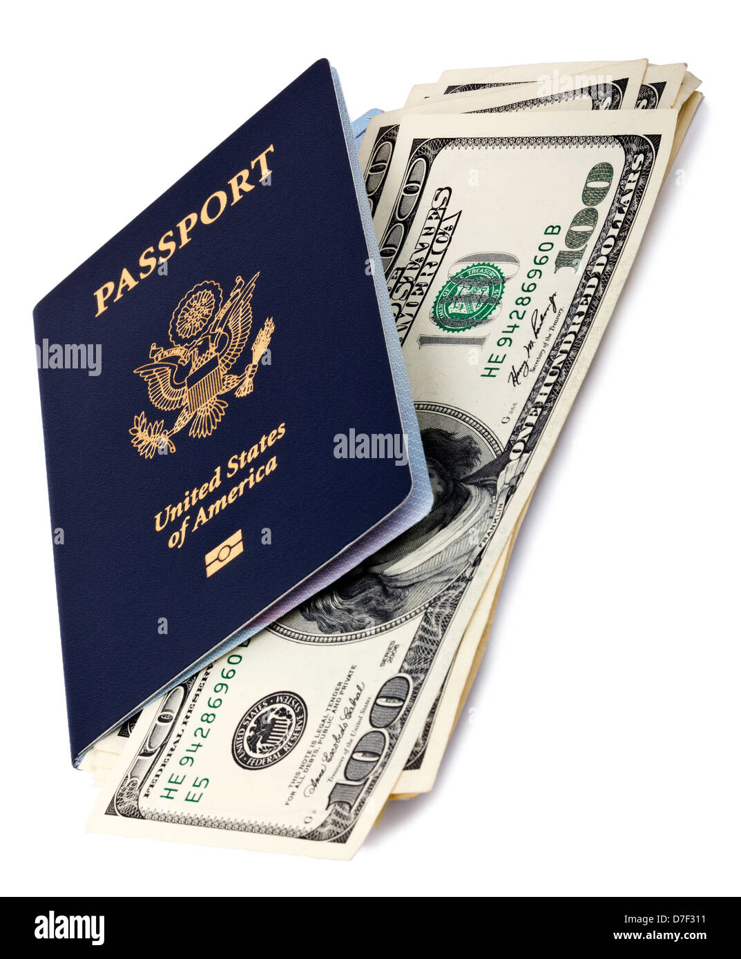 A USA passport (with biometric chip) several 100 US$ money notes ...
