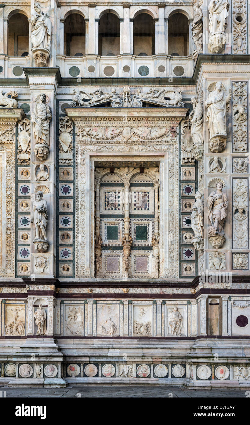 Church façade decorations, Certosa di Pavia monastery complex, Italy ...