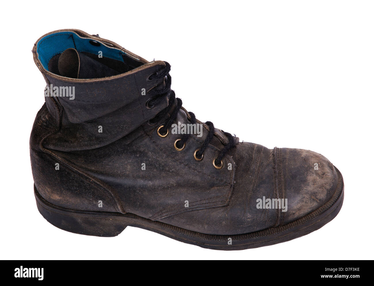 High Angle side view of a very worn right boot, issued by the Israeli ...