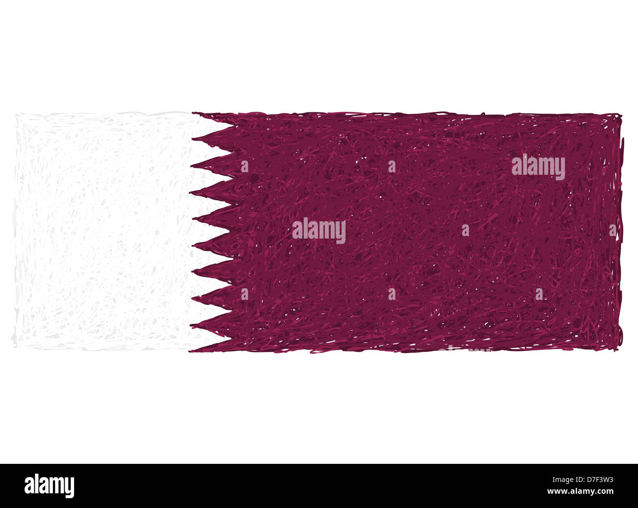 hand drawn illustration of flag of qatar Stock Photo - Alamy