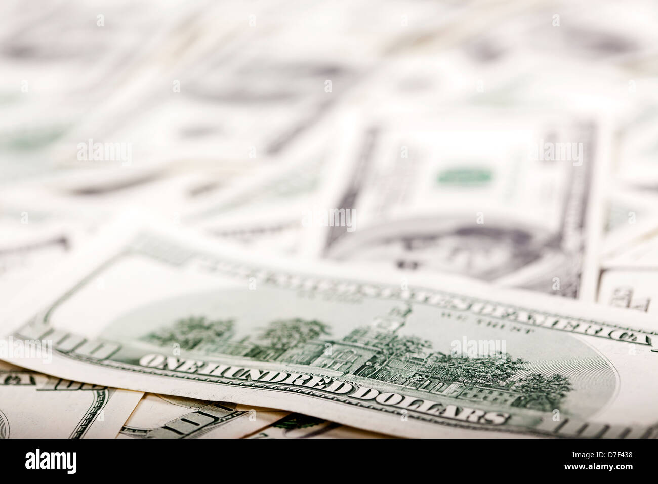 An extreme close up reverse side 100 US$ money note very shallow depth ...