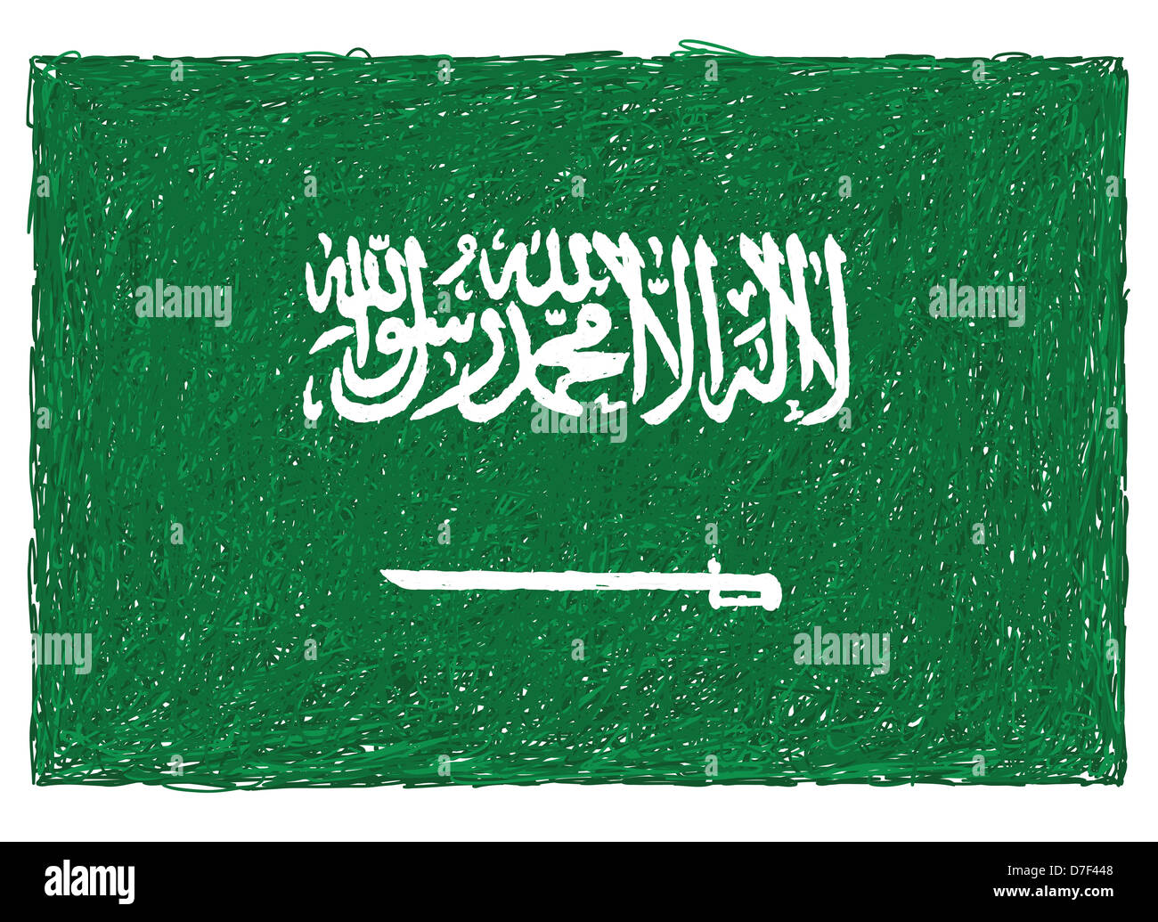 hand drawn illustration of flag of Saudi Arabia Stock Photo - Alamy