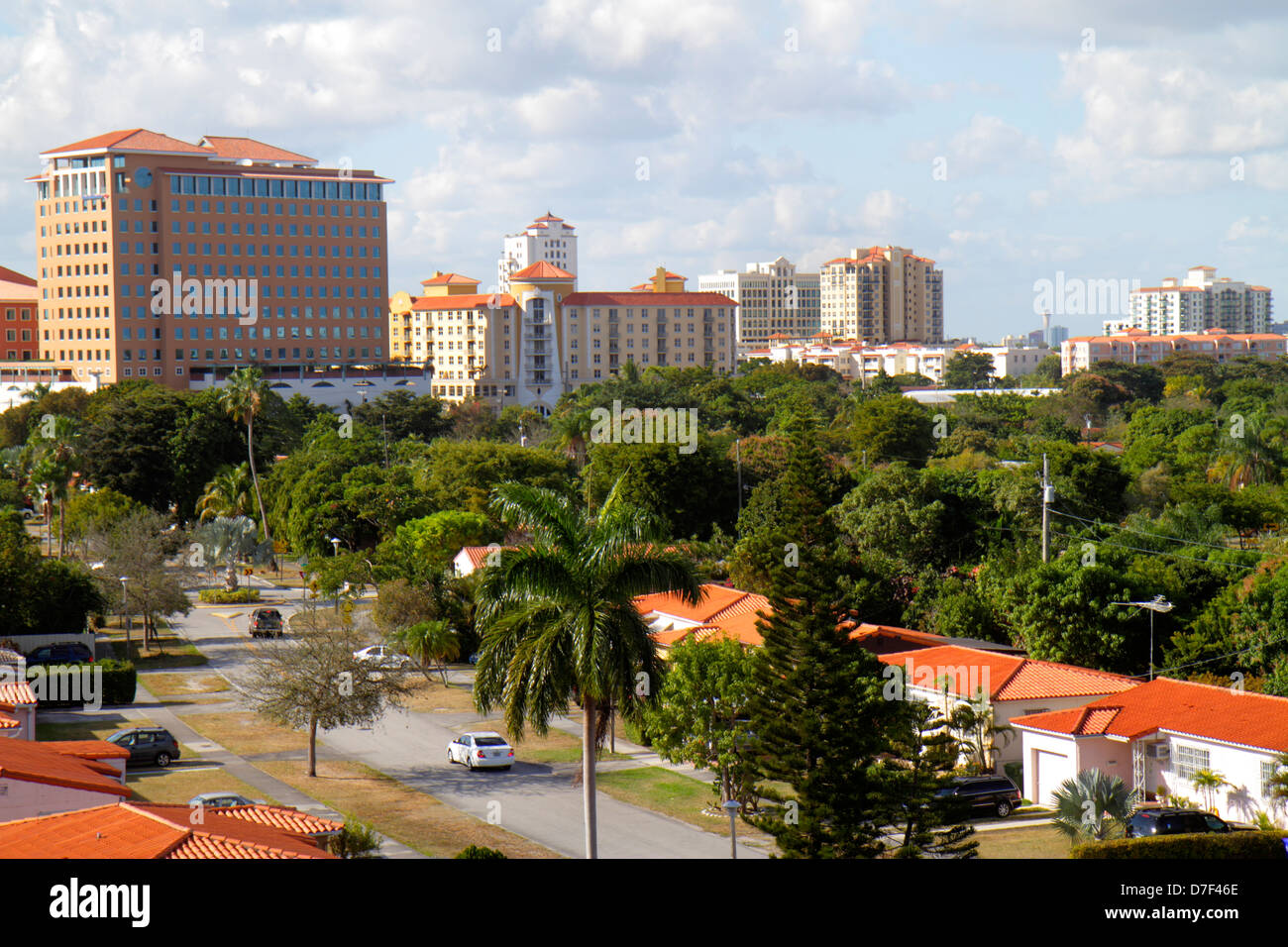 Miami Florida,Coral Gables,neighborhood,houses,residential,city skyline ...