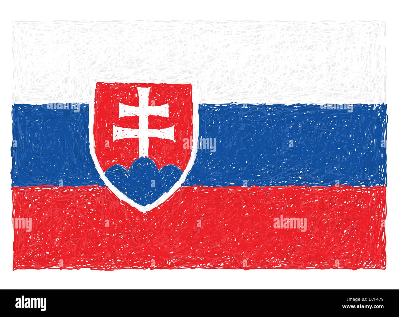 hand drawn illustration of flag of Slovakia Stock Photo - Alamy