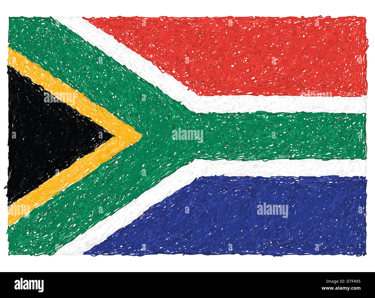 hand drawn illustration of flag of South Africa Stock Photo - Alamy