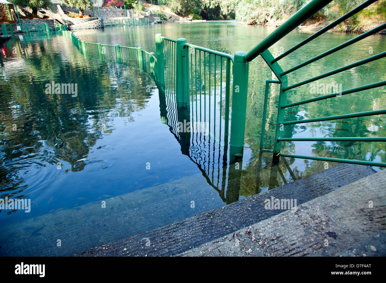 A view at baptismal place at Jordan river in Israel. river's water ...