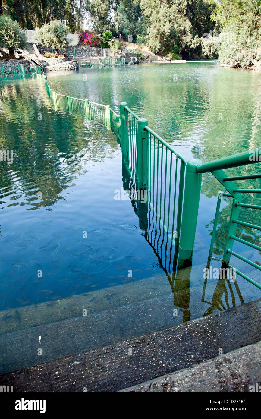 A view at baptismal place at Jordan river in Israel. river's water ...