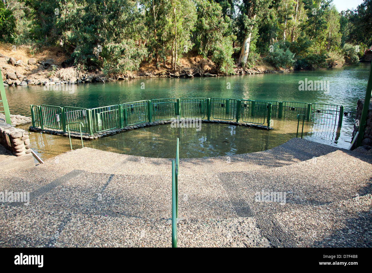 A view at baptismal place at Jordan river in Israel. river's water ...