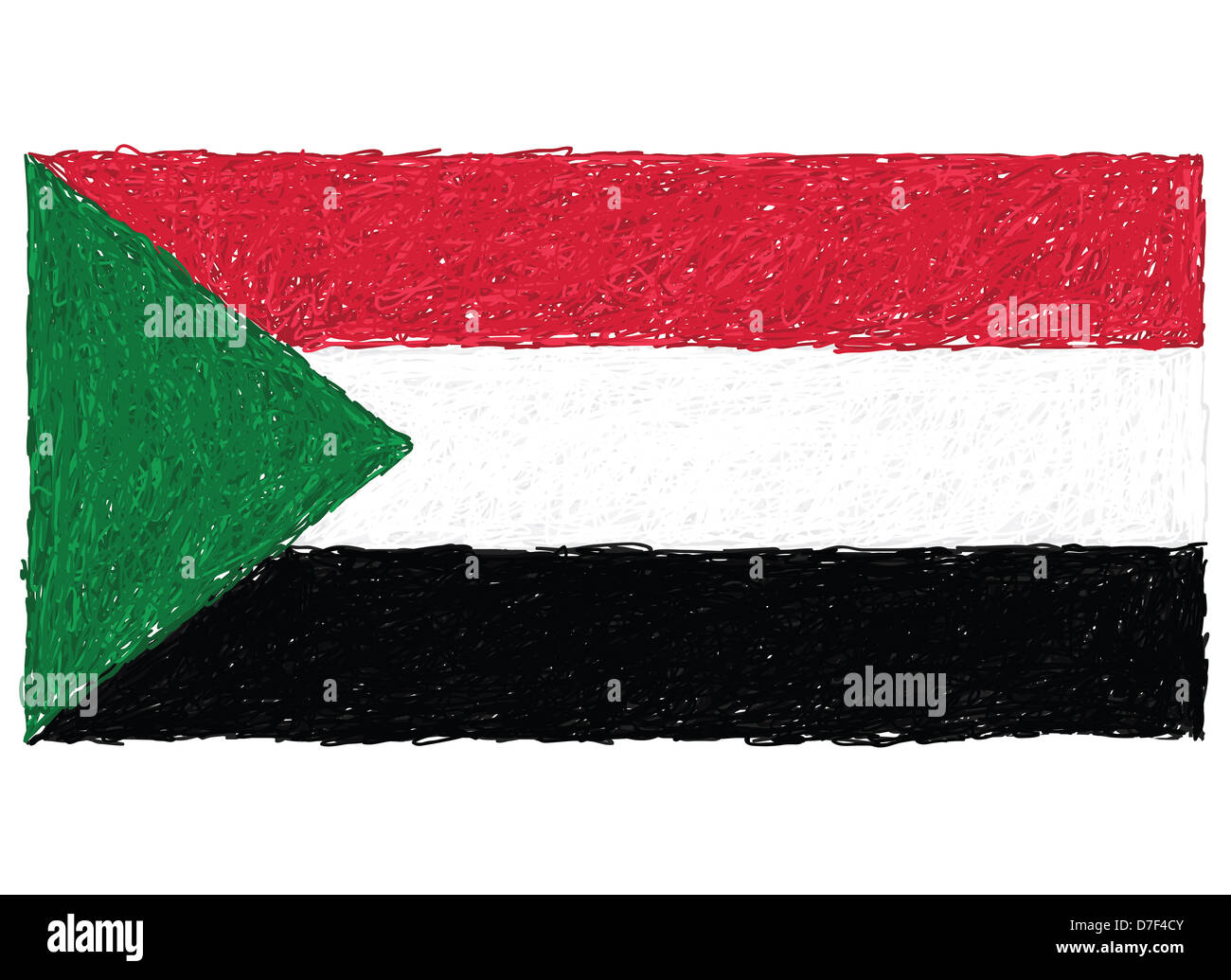 hand drawn illustration of flag of Sudan Stock Photo - Alamy