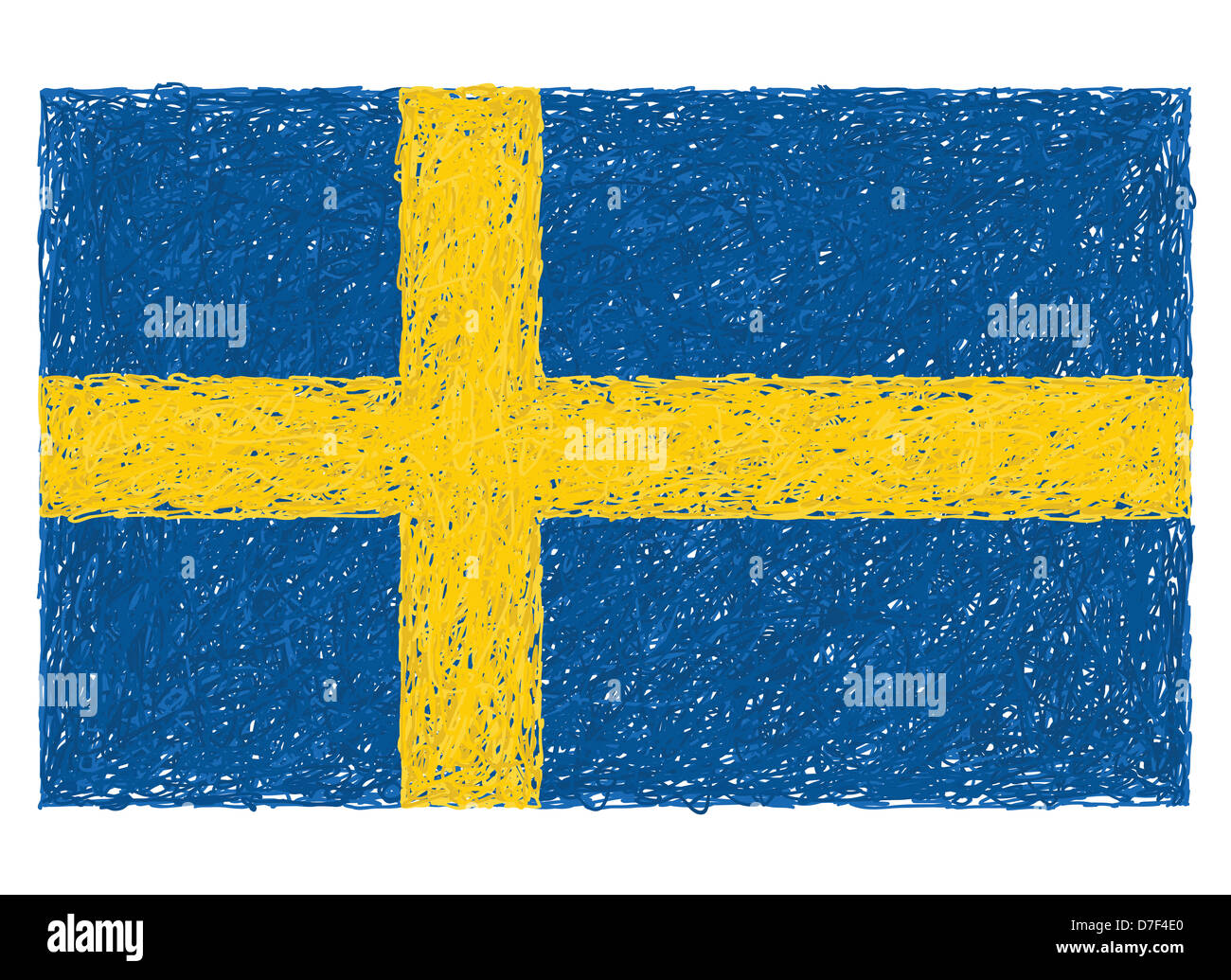 hand drawn illustration of flag of Sweden Stock Photo - Alamy
