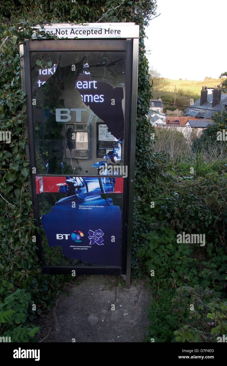 This rural KX100 BT phone kiosk has become neglected and overgrown with ...